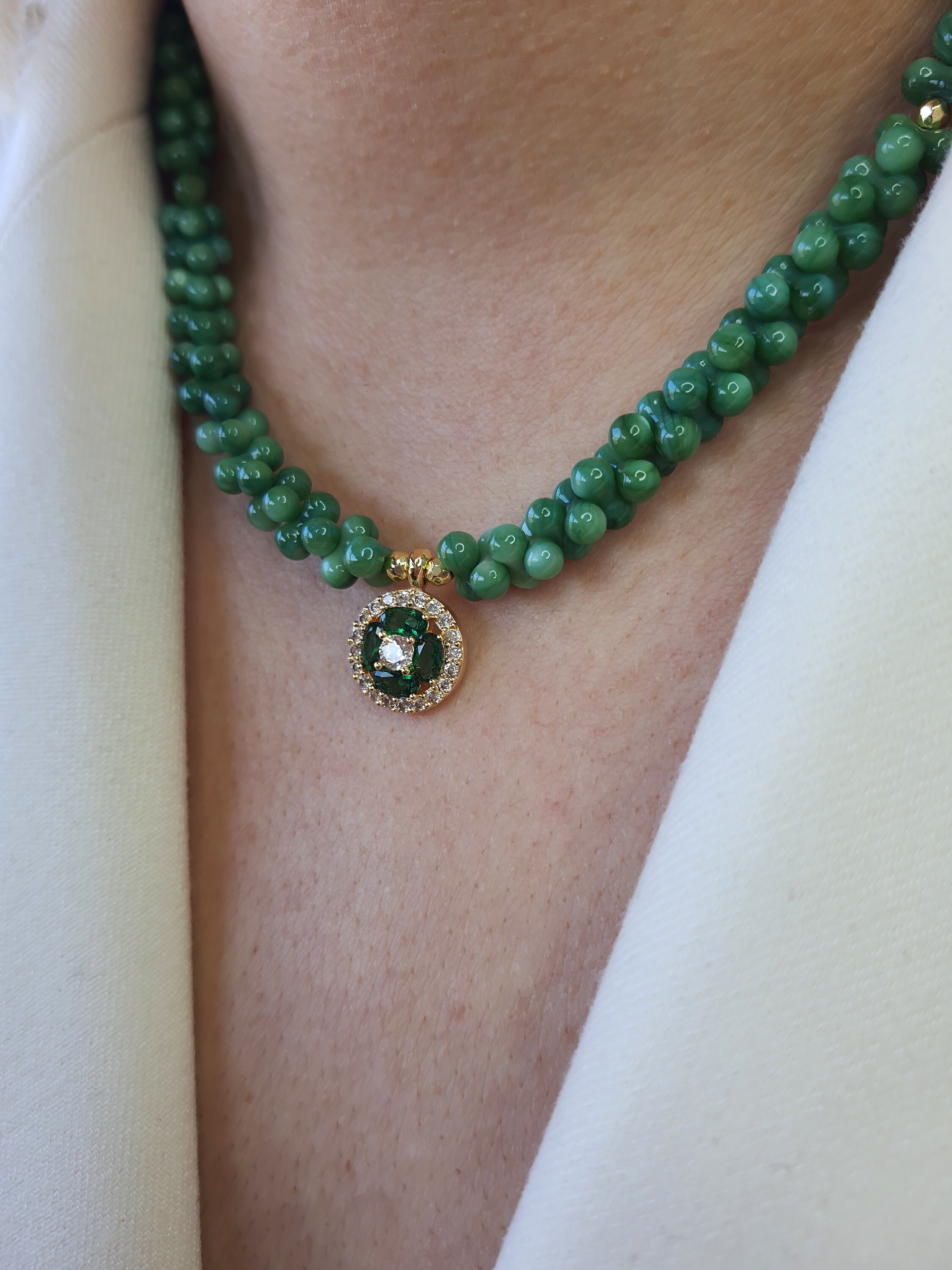 Mother of Pearl Necklace, Green Shell Necklace, Gifts for Women ...