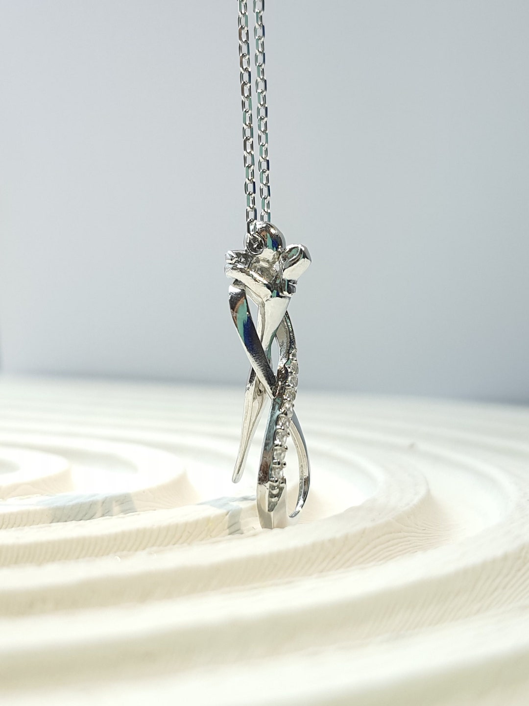 Sterling Silver Couple Hugging Pendant Necklace, Silver Infinity ...