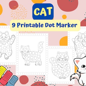 Cat Dot Marker Pages for Kids, Dot to Dot Coloring Pages, Funny Cats ...