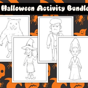 Halloween Activity Book Bundle Sheets, Halloween Indoor Fun Games for ...