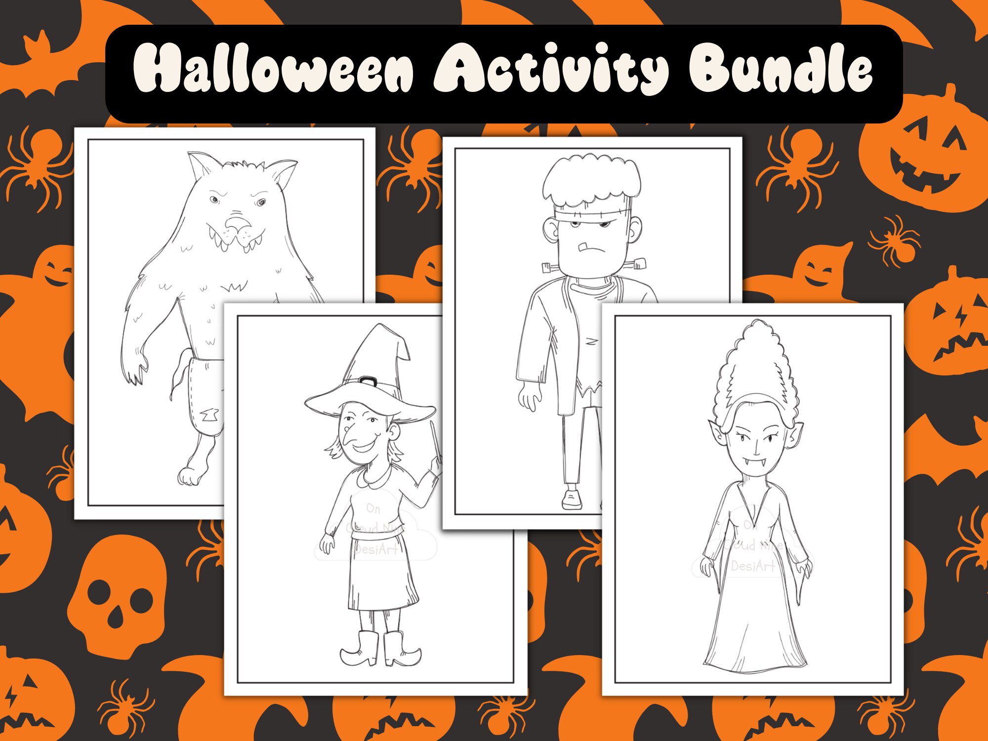 Halloween Activity Book Bundle Sheets, Halloween Indoor Fun Games for ...