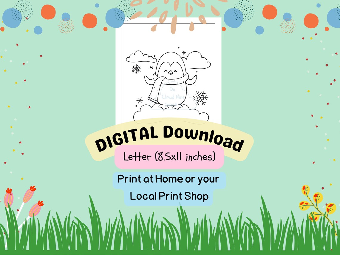 Penguin Coloring Pages, Cute Penguins Coloring Book for Kids, Adorable ...