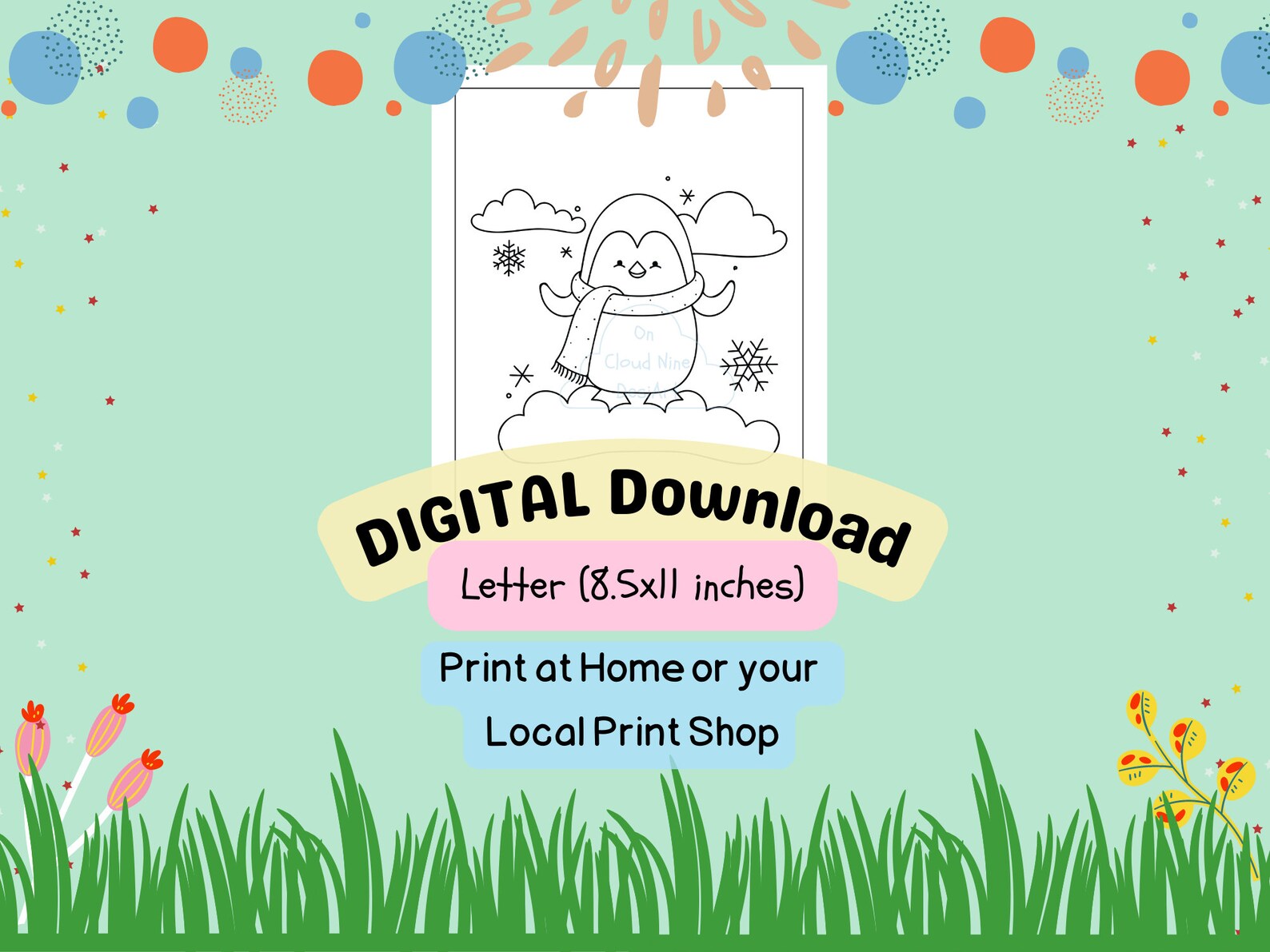 Penguin Coloring Pages, Cute Penguins Coloring Book for Kids, Adorable ...