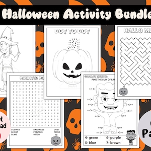 Halloween Activity Book Bundle Sheets, Halloween Indoor Fun Games for ...