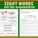 80 Printable Dolch Sight Words for Pre-kindergarten, Pre-primer Sight ...