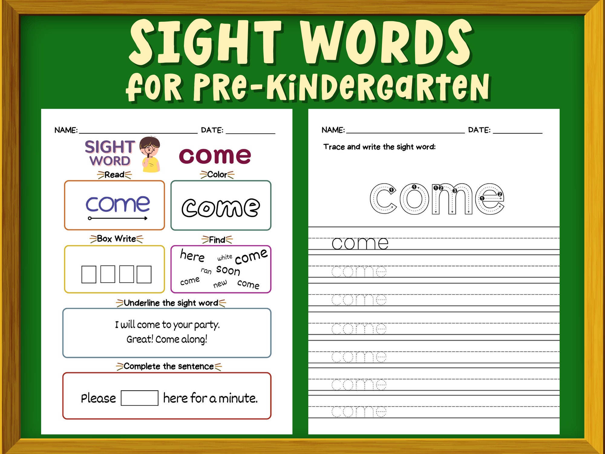 80 Printable Dolch Sight Words for Pre-kindergarten, Pre-primer Sight ...
