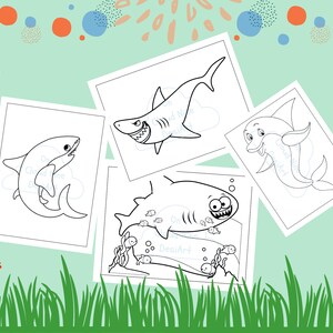Sharks Coloring Pages, Cute Sharks Coloring Book for Kids, Sharks ...