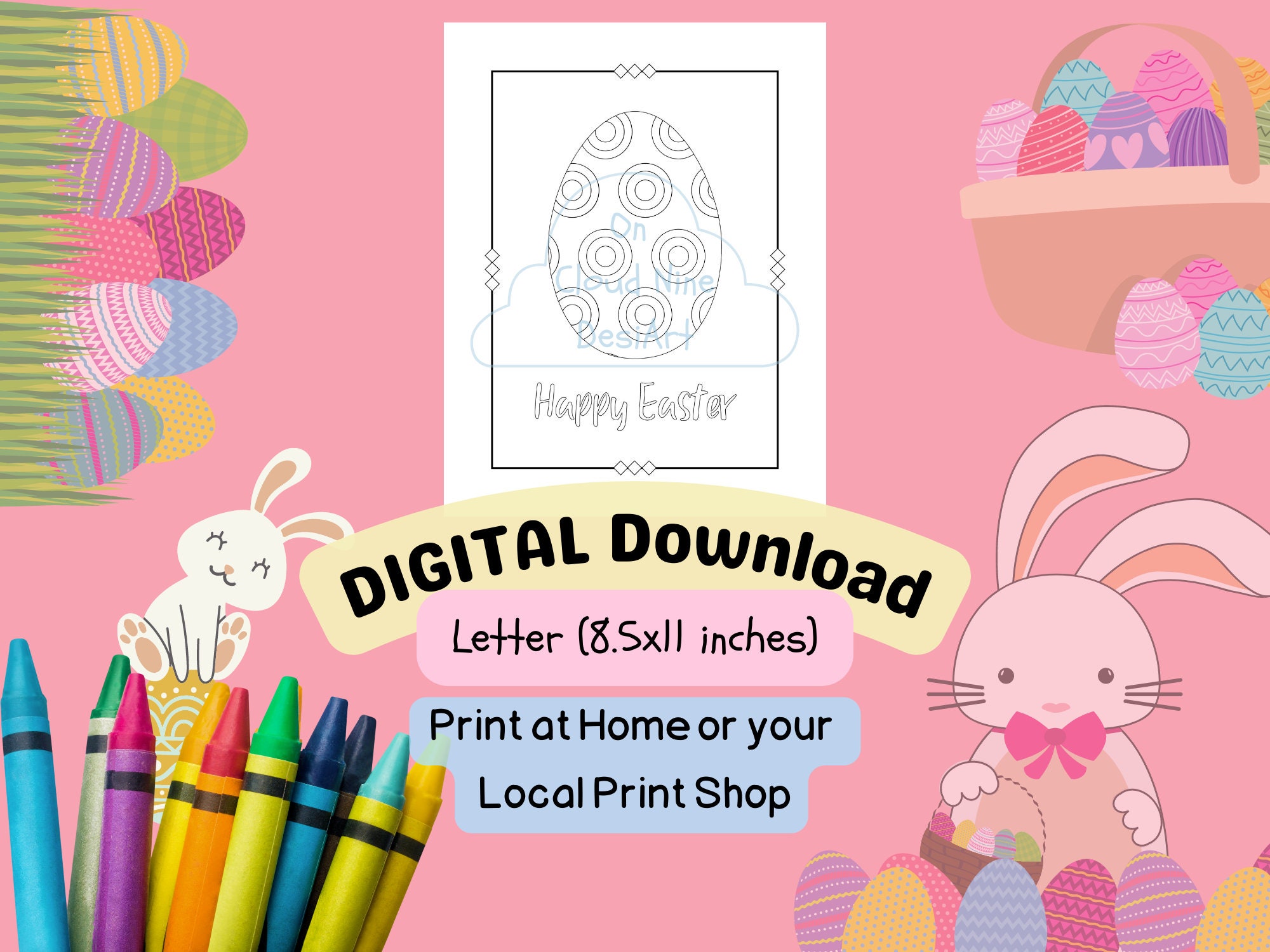 Easter Egg Coloring Pages, Easter Egg Coloring Book, Printable Activity ...