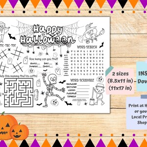 Halloween Placemat Kids Halloween Placemat Printable - Etsy