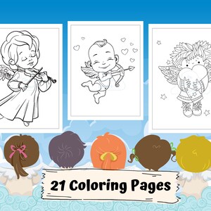 Angel Coloring Pages, Cute Angels Coloring Book for Kids, Angels ...
