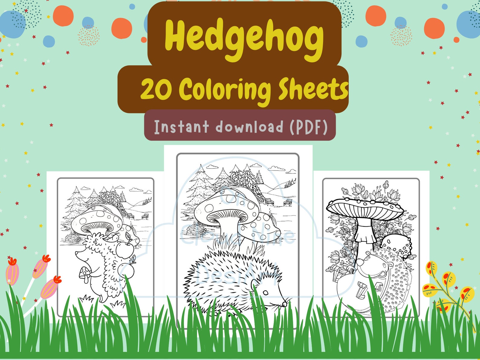 Hedgehog Coloring Pages, Cute Hedgehog Coloring Book for Kids, Hedgehog ...