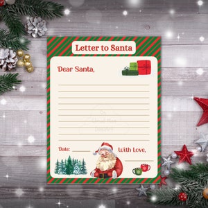 Letter to Santa Printable, Kids Christmas Wish List, Dear Santa Wish ...