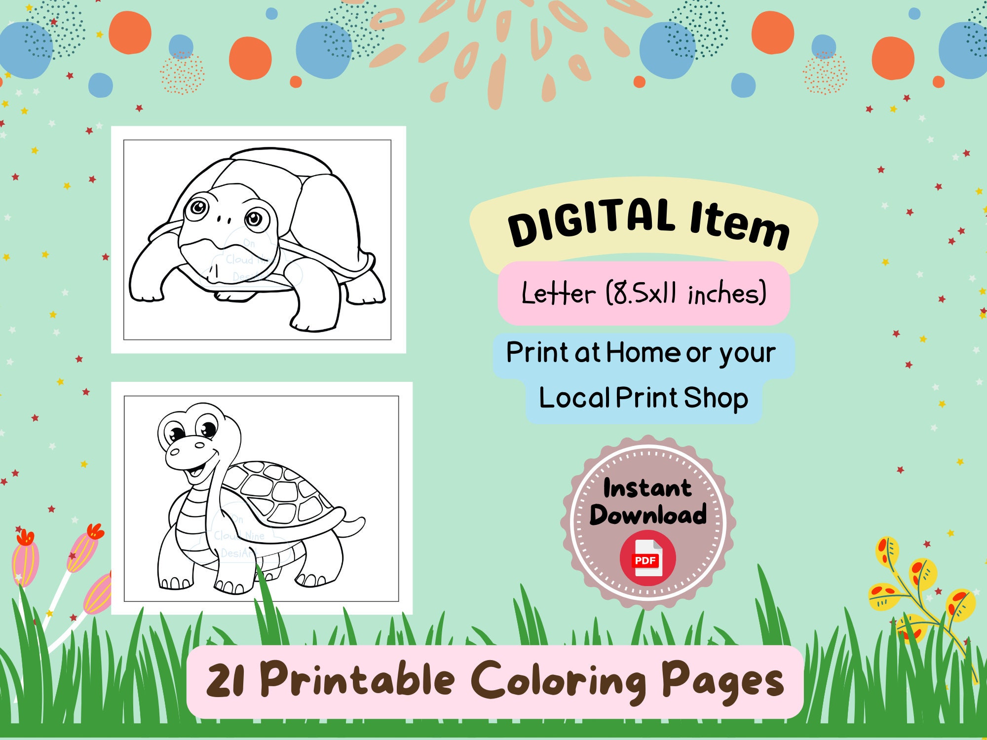 Turtle Coloring Pages, Sea Turtle Coloring Book for Kids, Turtles ...