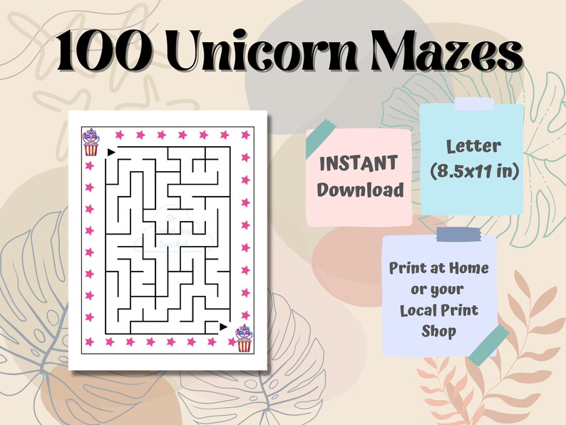 Unicorn Mazes Unicorn Printable Activity 100 Unicorn Maze - Etsy