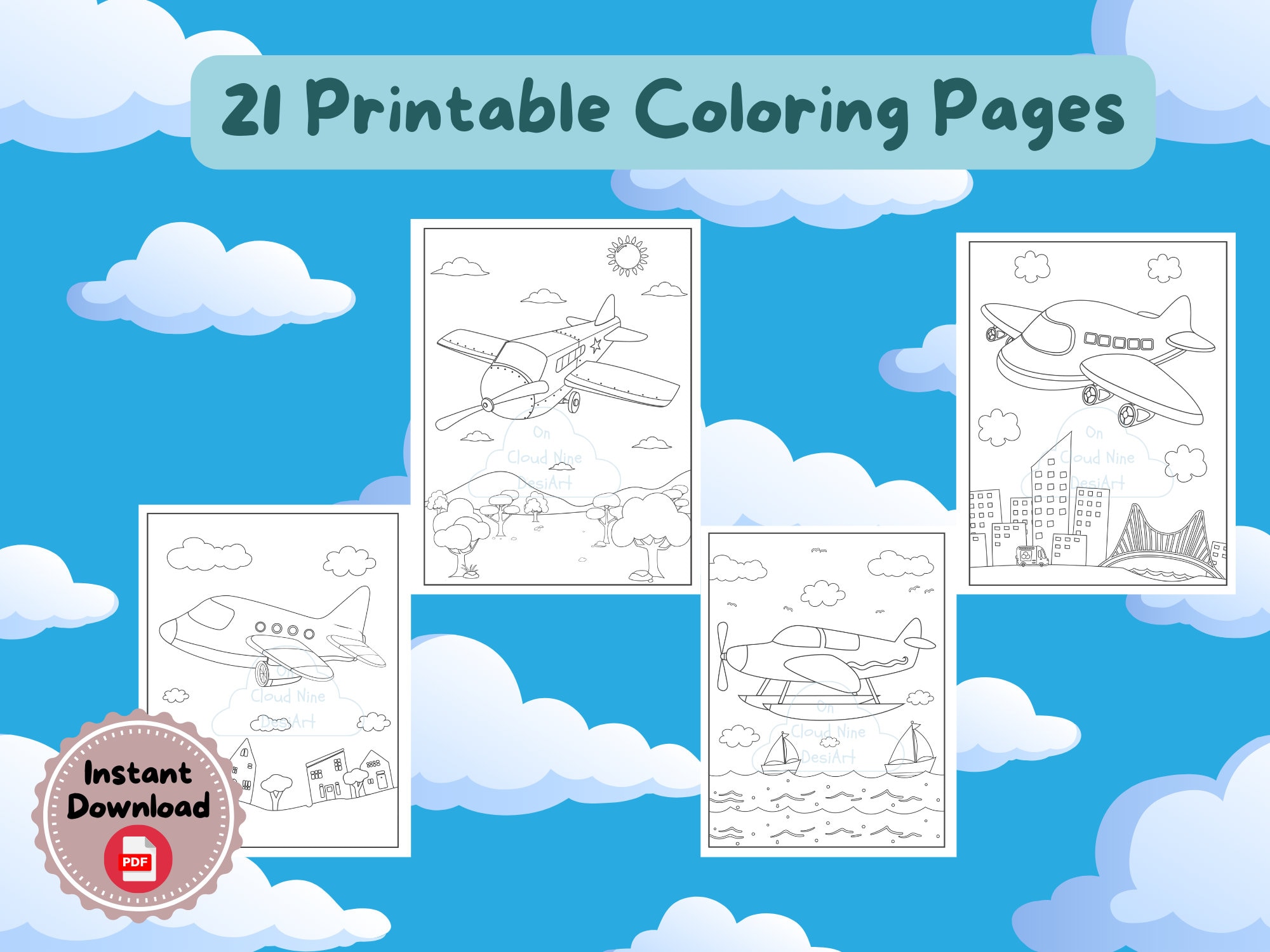 Airplanes Coloring Pages, Airplanes Coloring Book for Kids, Planes ...