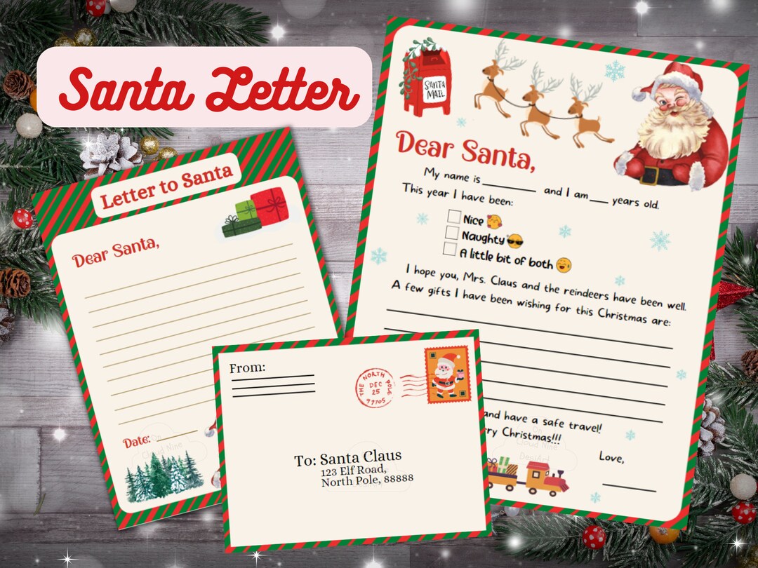 Letter to Santa Printable, Kids Christmas Wish List, Dear Santa Wish ...