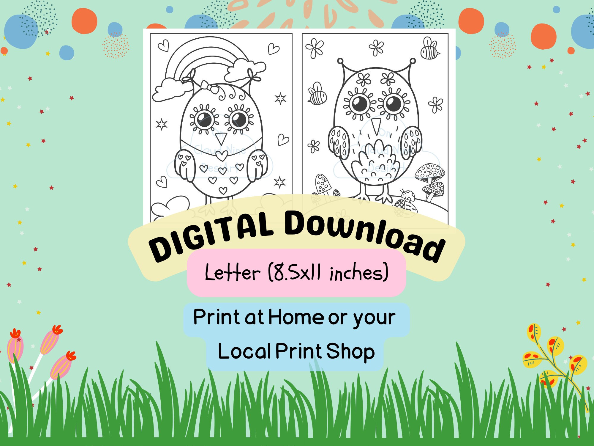 Owl Coloring Pages, Cute and Adorable Owl Coloring Book for Kids, Owl ...