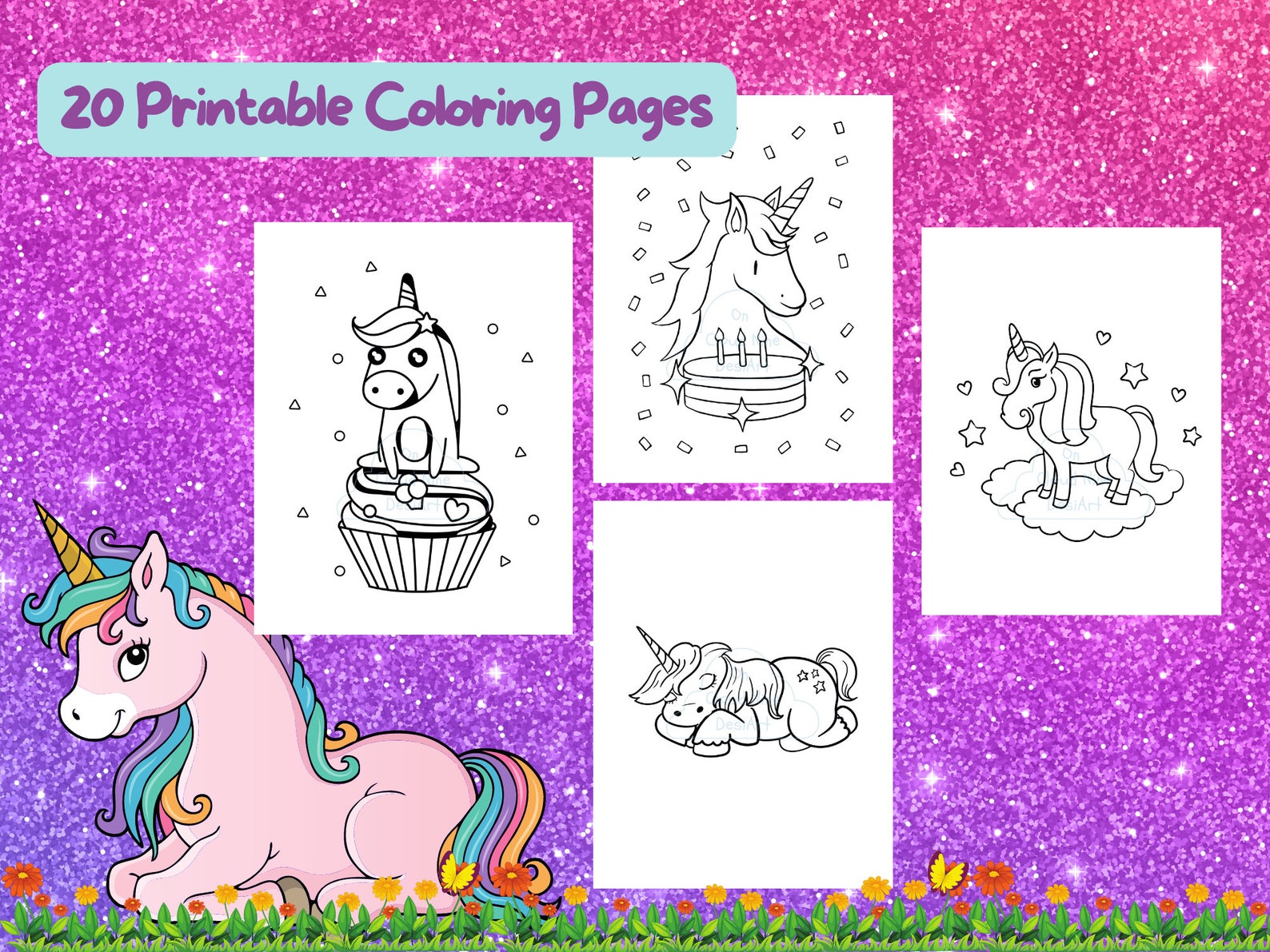 Unicorn Coloring Pages, Cute Unicorn Coloring Book for Girls, Unicorn ...