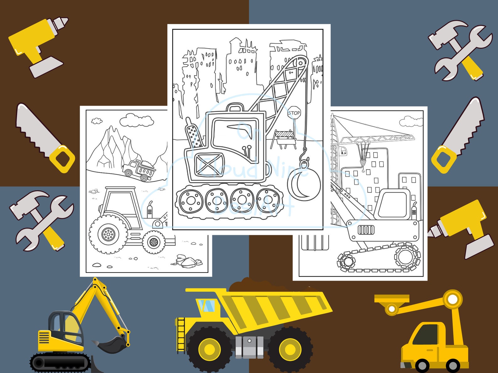 Construction Trucks Coloring Pages, Heavy Equipment Coloring Book Boys ...