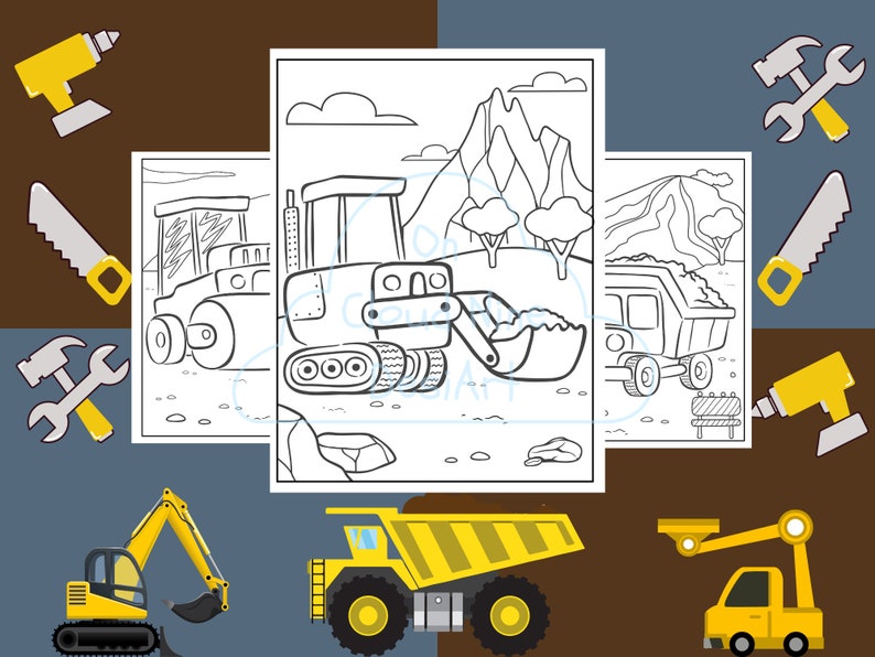 Construction Trucks Coloring Pages, Heavy Equipment Coloring Book Boys ...