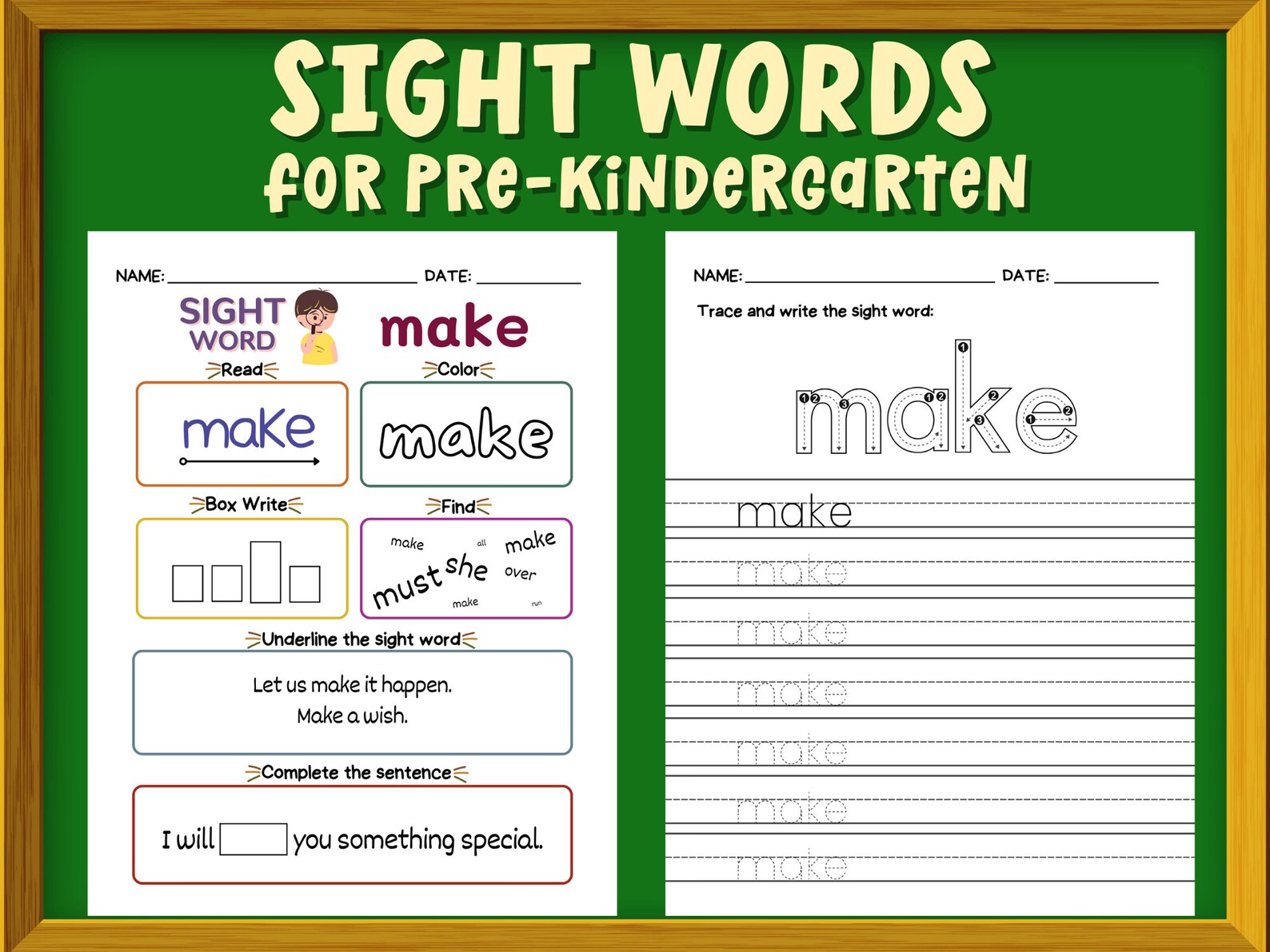 80 Printable Dolch Sight Words for Pre-kindergarten, Pre-primer Sight ...