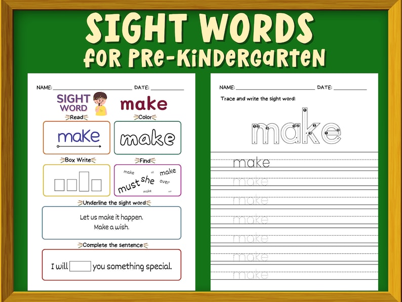 80 Printable Dolch Sight Words for Pre-kindergarten, Pre-primer Sight ...