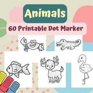 Printable Animal Dot Marker Pages for Kids, Dot to Dot Animal Coloring ...