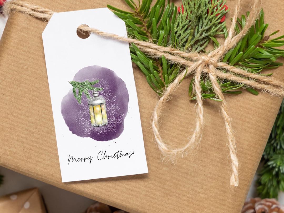 Printable Christmas Gift Tag Template, Winter Watercolor Holiday Gift ...