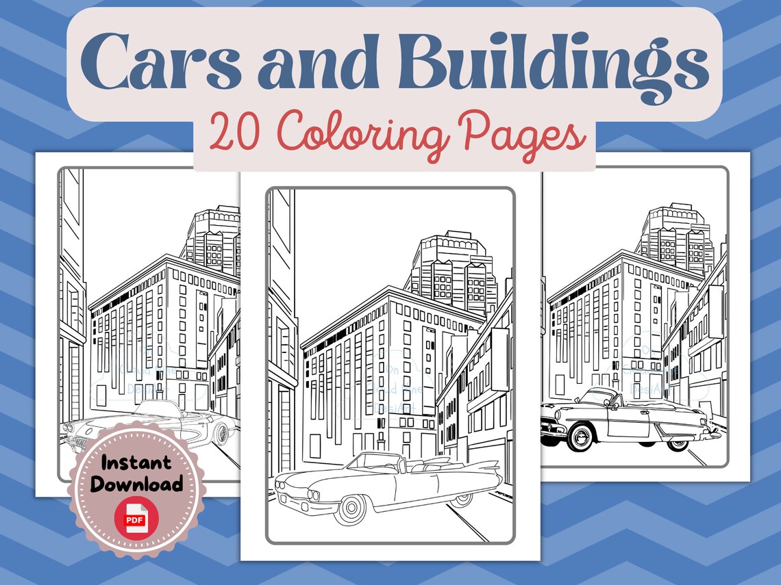 Cars Coloring Pages, Cars and Buildings Coloring Book, Cars Activity ...