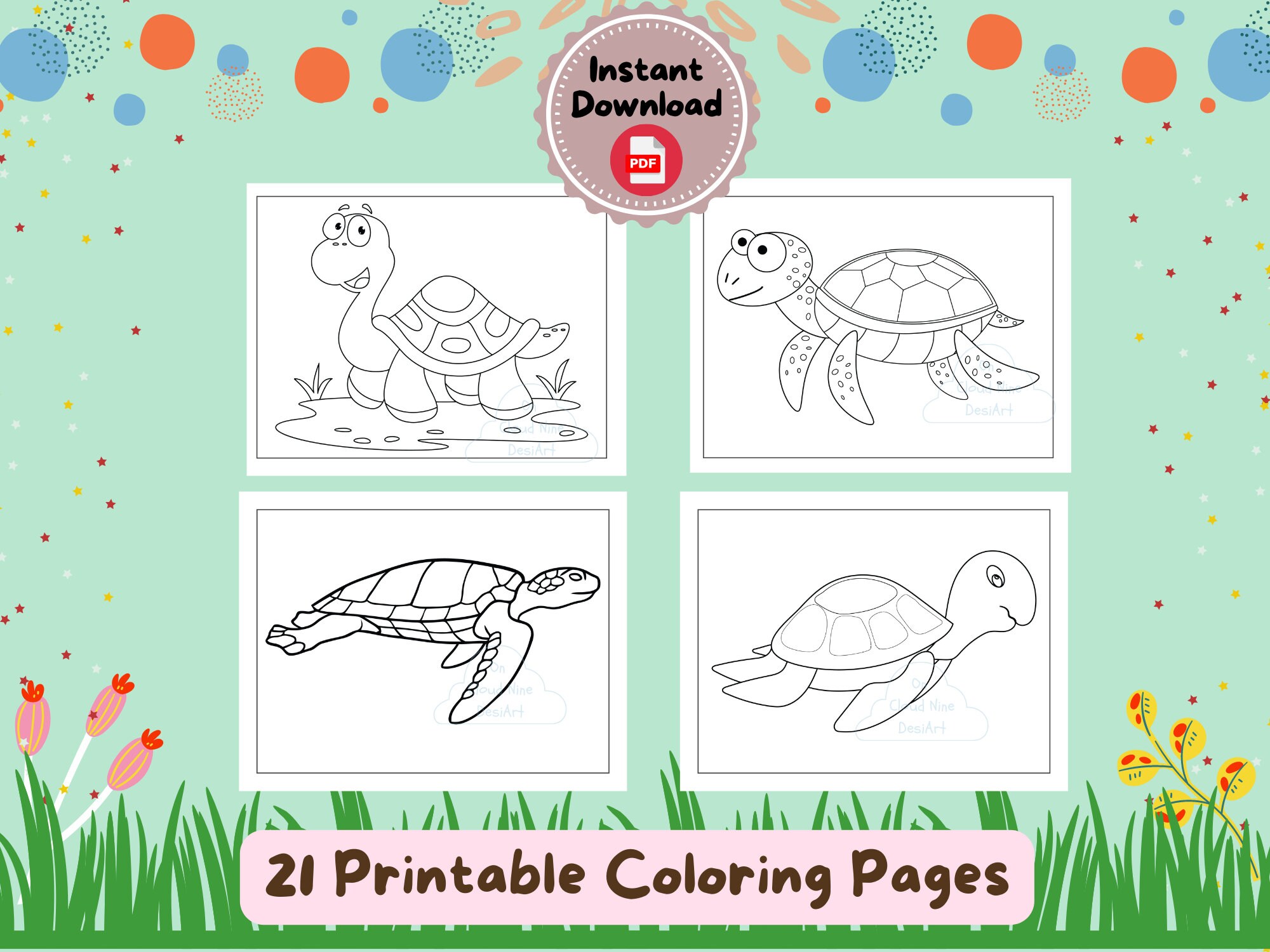 Turtle Coloring Pages, Sea Turtle Coloring Book for Kids, Turtles ...