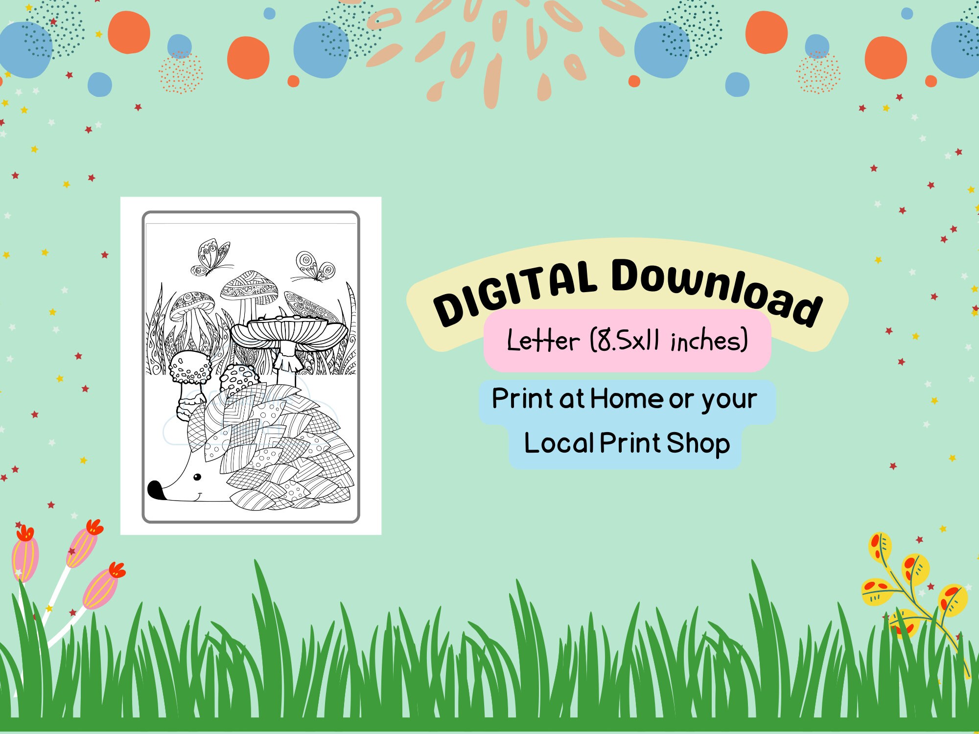 Hedgehog Coloring Pages, Cute Hedgehog Coloring Book for Kids, Hedgehog ...