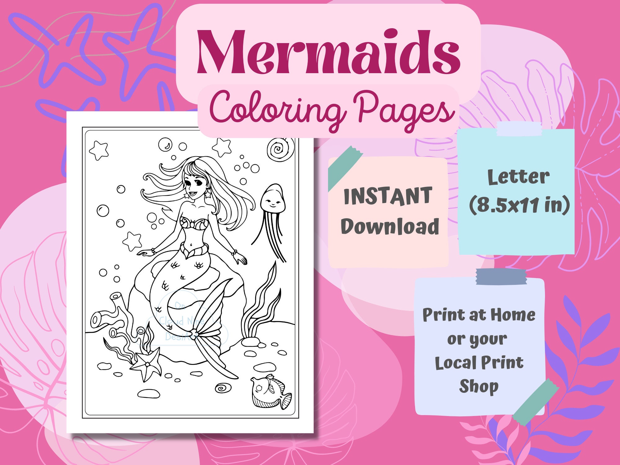 Magical Mermaid Coloring Pages, Mermaid Coloring Book, Mermaid ...