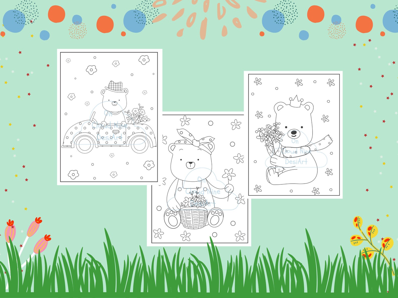 Bear Coloring Pages, Bear Coloring Book for Kids, Bear Printable ...