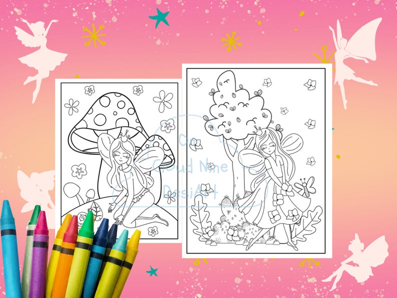 Fairy Coloring Pages, Fairy Coloring Book for Girls, Magical Fairy ...