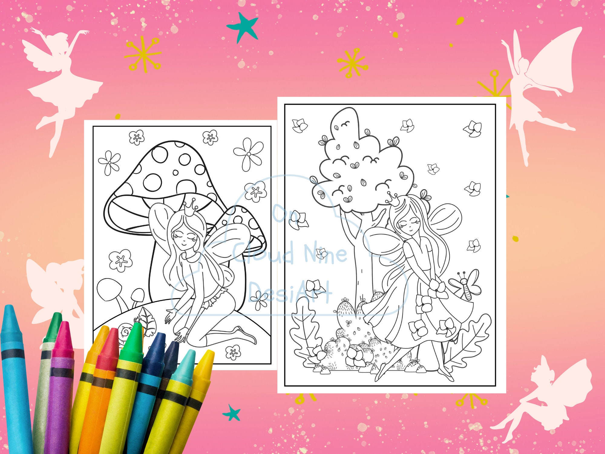 Fairy Coloring Pages, Fairy Coloring Book for Girls, Magical Fairy ...