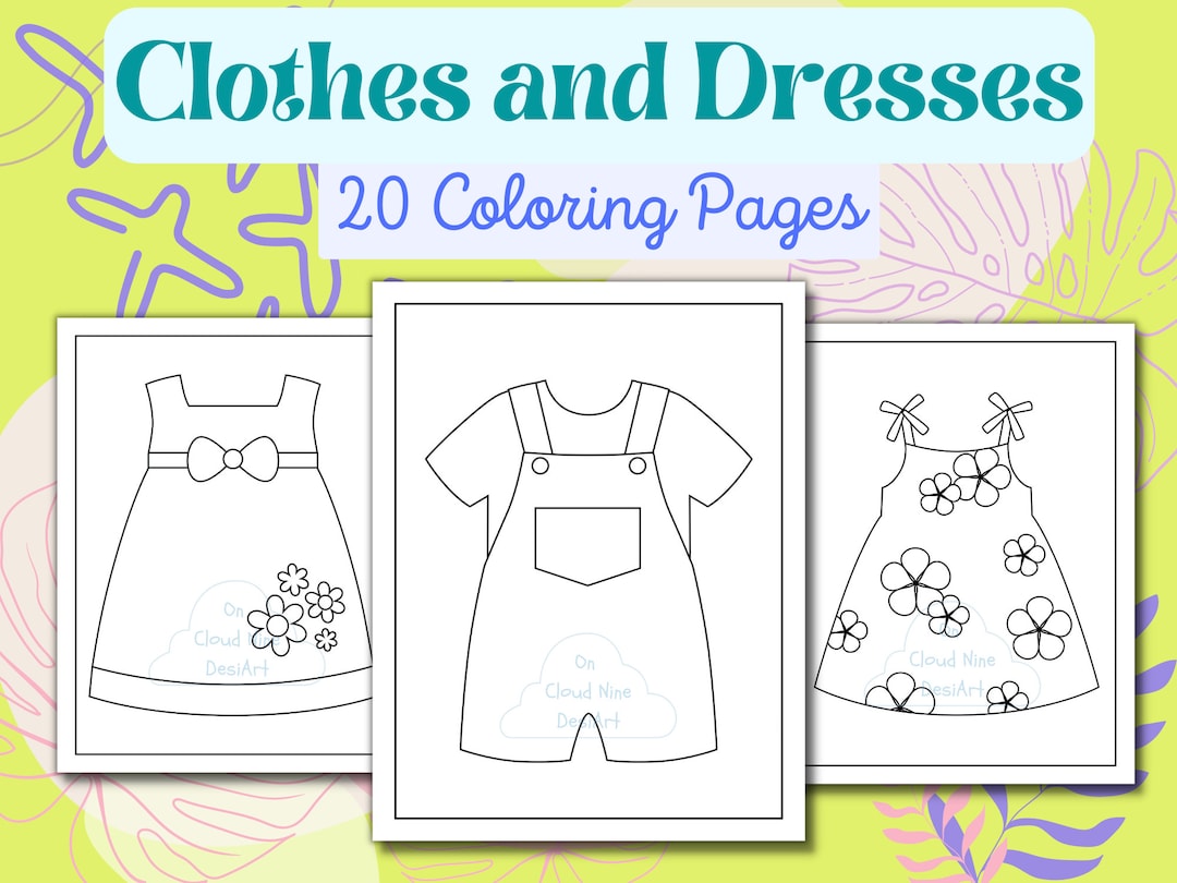 Baby Clothes and Dresses Coloring Pages for Kids, Dress Coloring Book ...