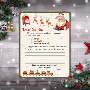 Letter to Santa Printable, Kids Christmas Wish List, Dear Santa Wish ...