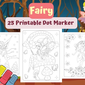 Fairy Dot Marker Pages for Kids, Dot to Dot Coloring Pages, Magical ...