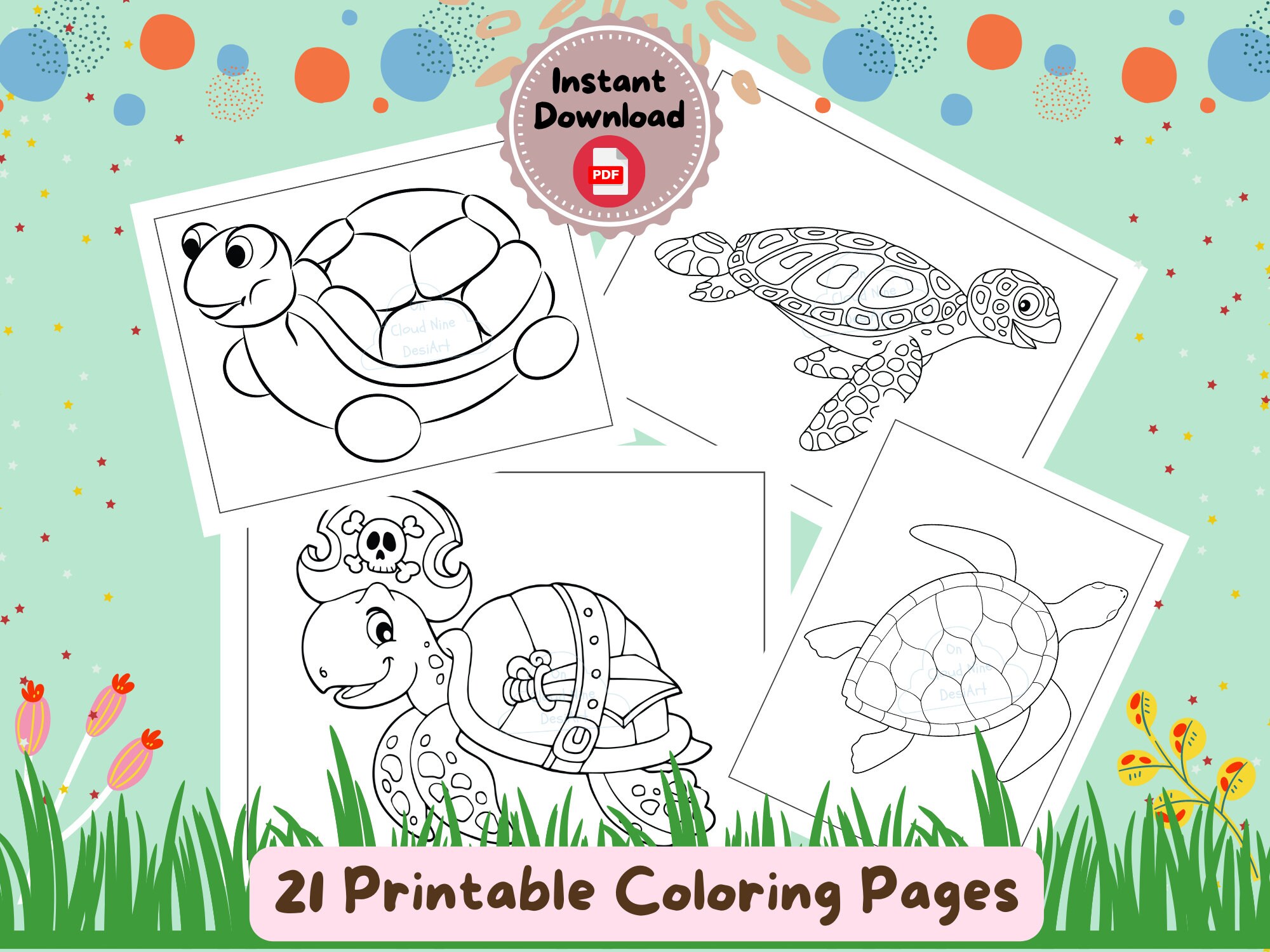 Turtle Coloring Pages, Sea Turtle Coloring Book for Kids, Turtles ...