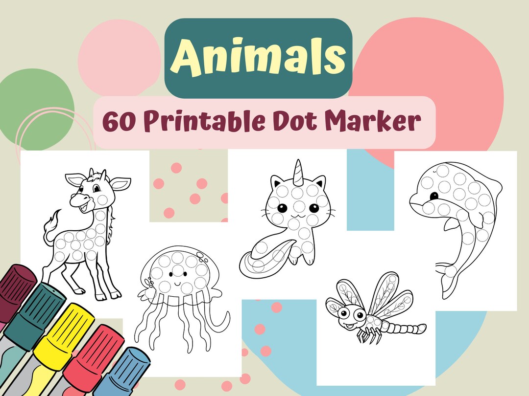 Printable Animal Dot Marker Pages for Kids, Dot to Dot Animal Coloring ...