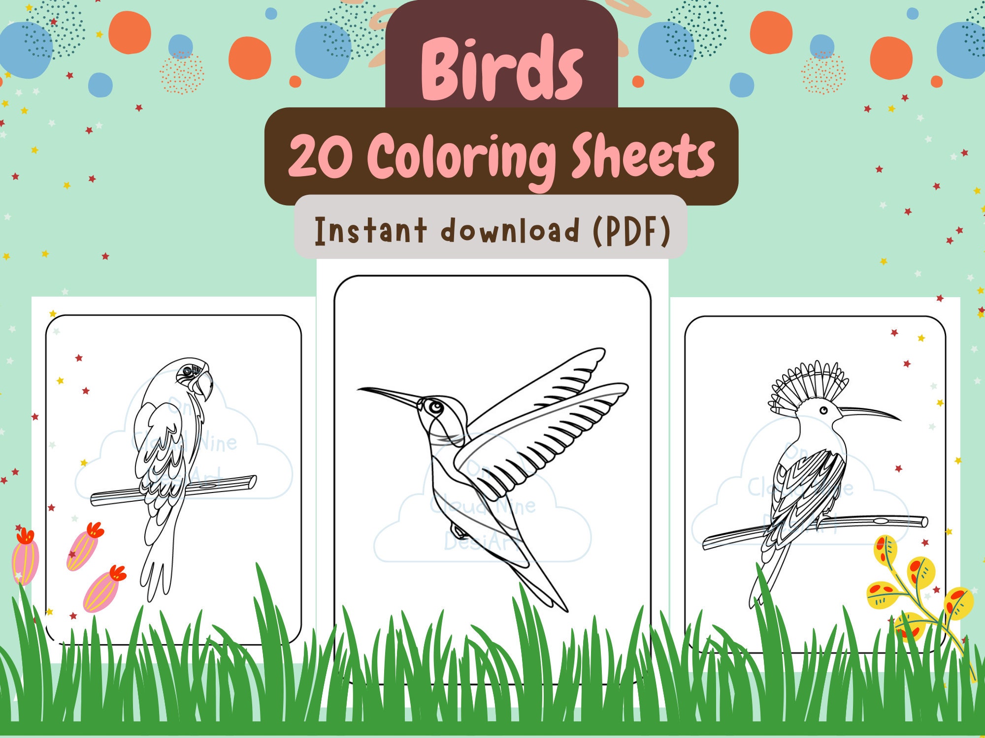 Bird Coloring Pages, Birds Coloring Book for Kids, Bird Printable ...