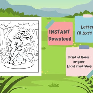 Rabbit Coloring Pages, Bunny Coloring Book for Kids, Rabbit Cute ...