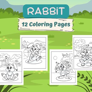 Rabbit Coloring Pages, Bunny Coloring Book for Kids, Rabbit Cute ...