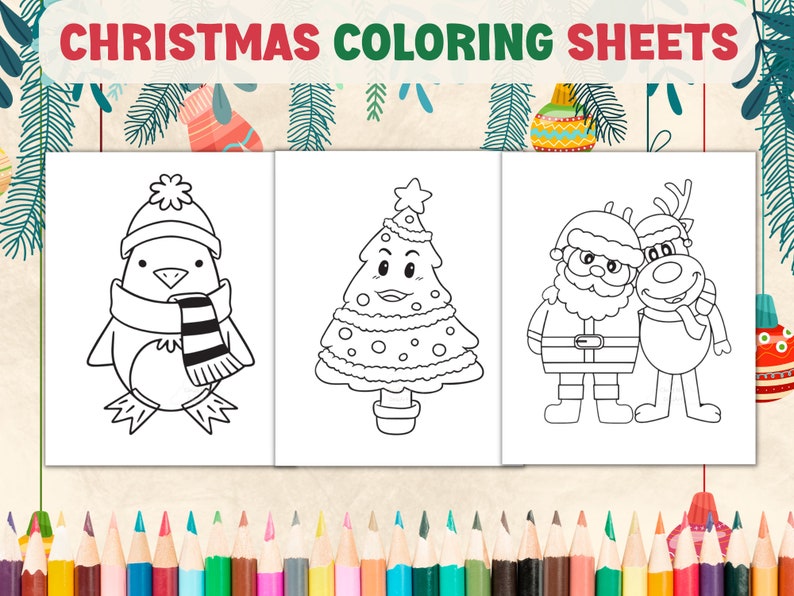 Printable Christmas Coloring Pages for Kids, Holiday Coloring Activity ...