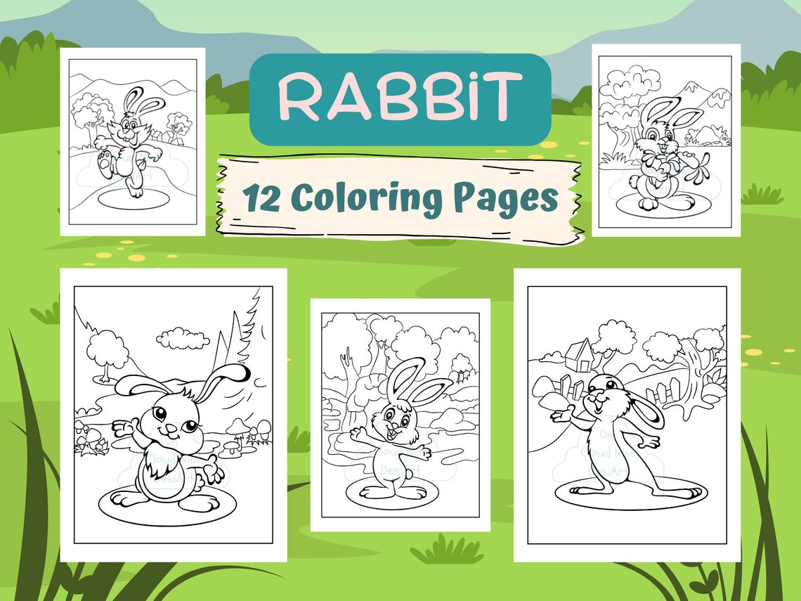 Rabbit Coloring Pages, Bunny Coloring Book for Kids, Rabbit Cute ...