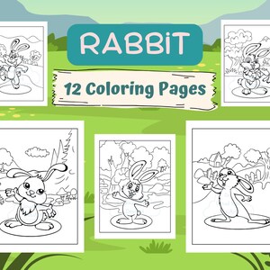 Rabbit Coloring Pages, Bunny Coloring Book for Kids, Rabbit Cute ...