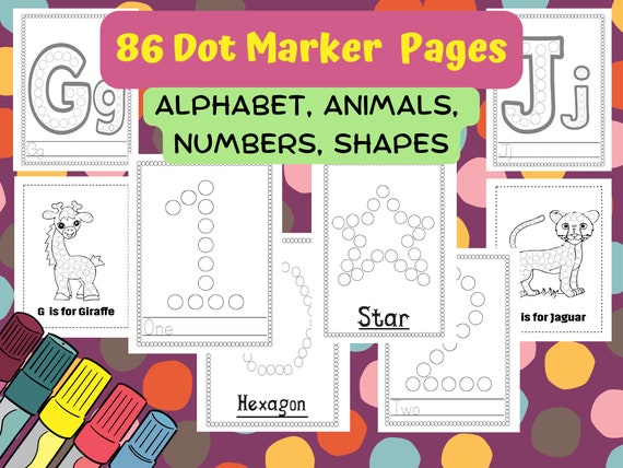 Animals Numbers Shapes Dot Marker Pages for Kids Dot to Dot - Etsy