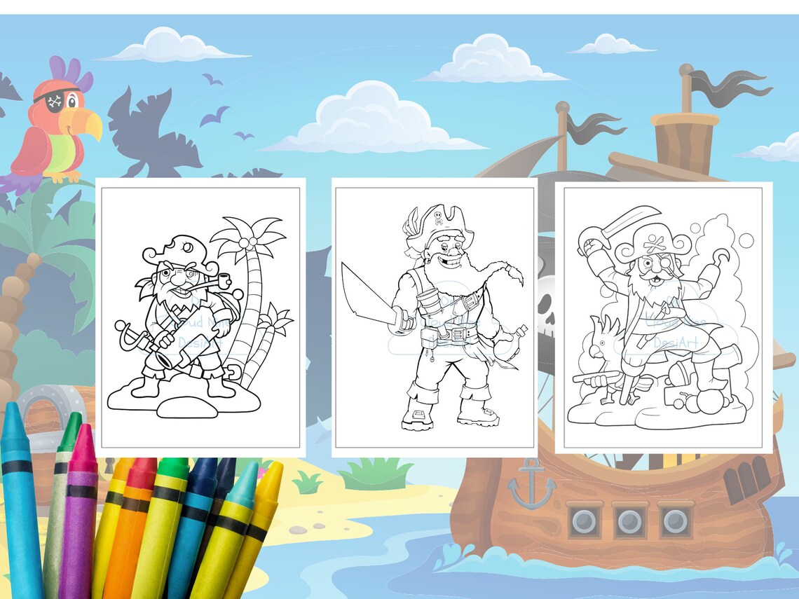 Pirate Coloring Pages, Pirates Coloring Book for Kids, Pirate Printable ...