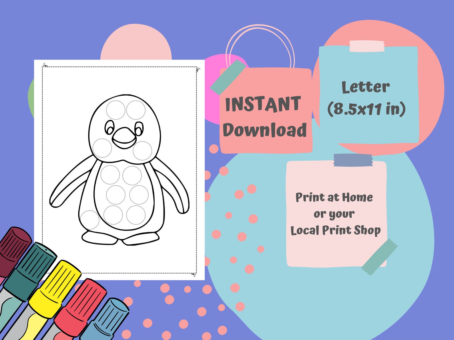 Animals Dot Marker Pages for Kids, Dot to Dot Coloring Pages, Do a Dot ...