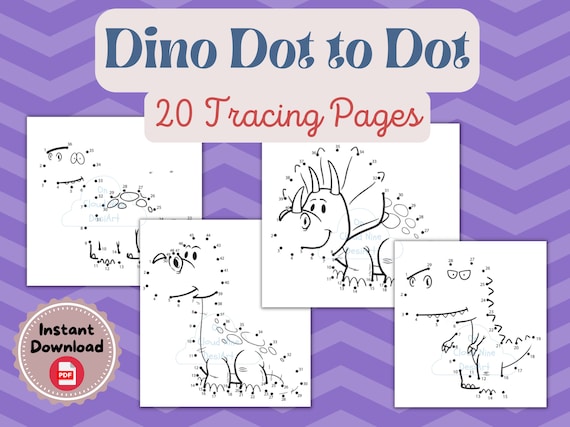 Dinosaur Tracing Pages for Kids Dinosaur Dot to Dot Tracing - Etsy